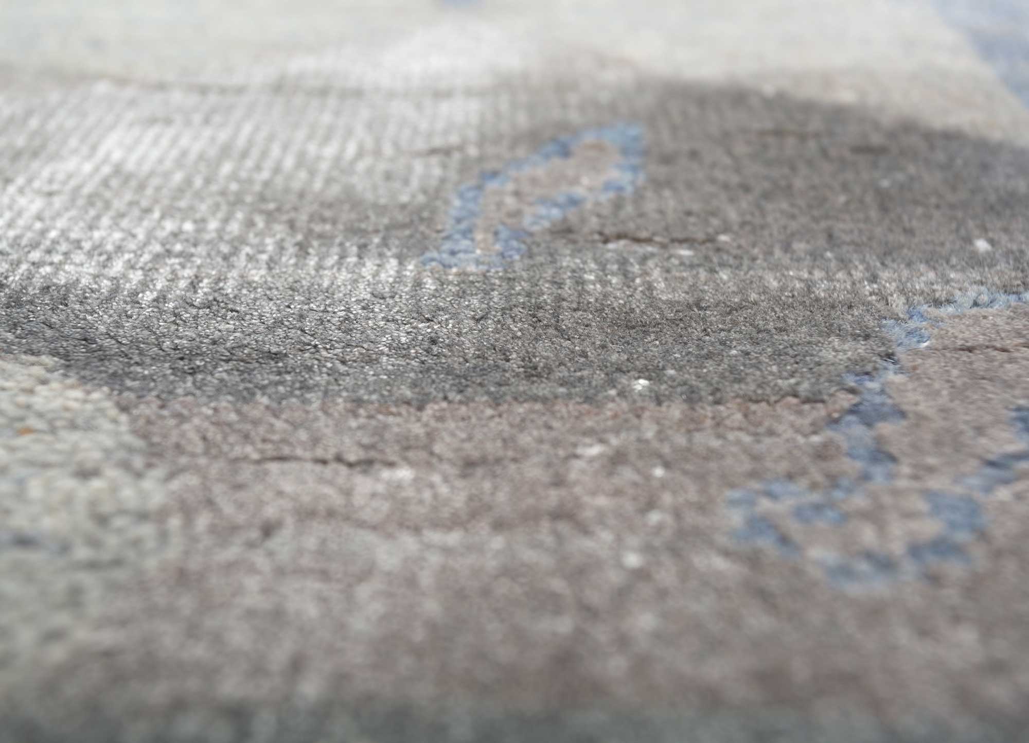 Manchaha Blue Hand Knotted Wool & Bamboo Silk Rugs-Les-1756-Jaipur Rugs IN